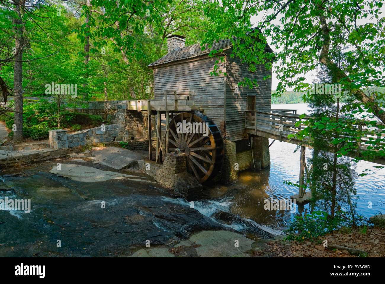 USA, Georgia, Stone Mountain, Watermill in trees Stock Photo - Alamy