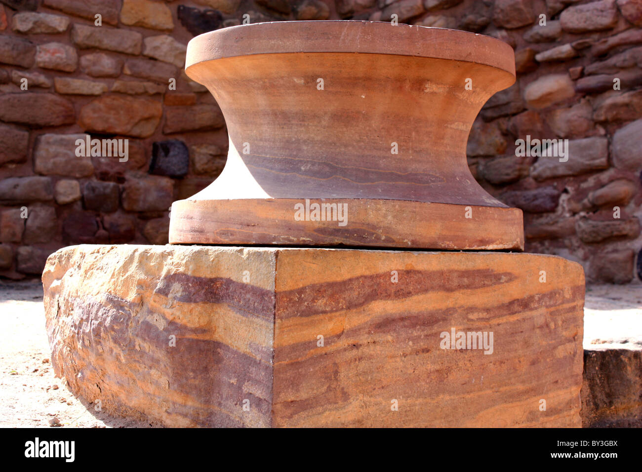 A stone structure in the excavated site of Harappan civilization at ...