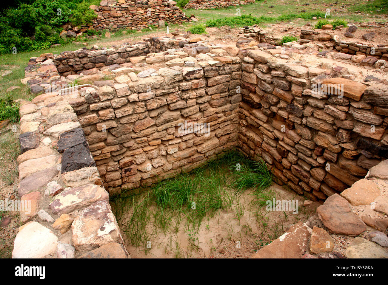 A water reservoir made up of bricks in Dholavira, Gujarat Stock Photo ...