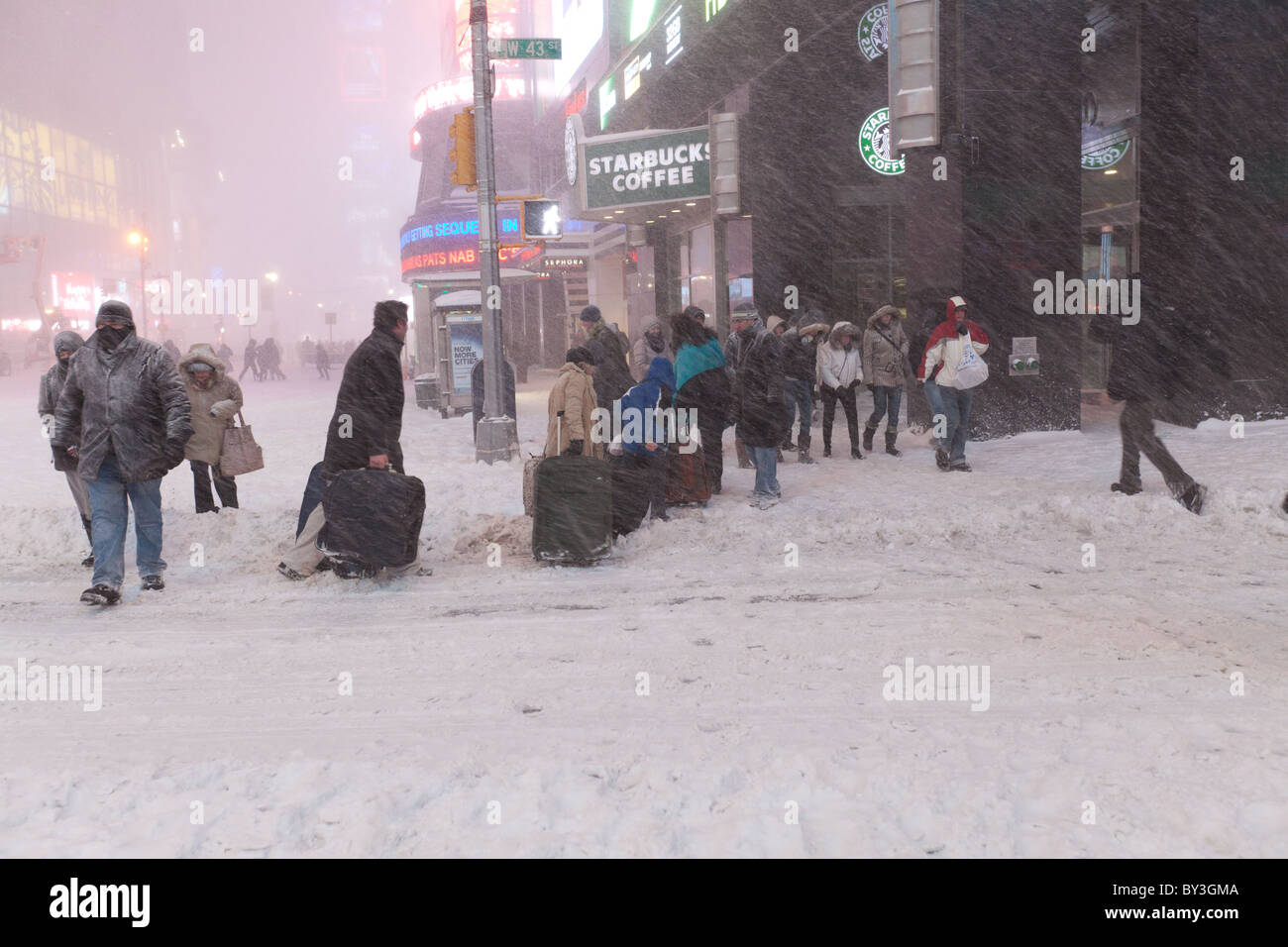 Times square during blizzard december hi-res stock photography and ...