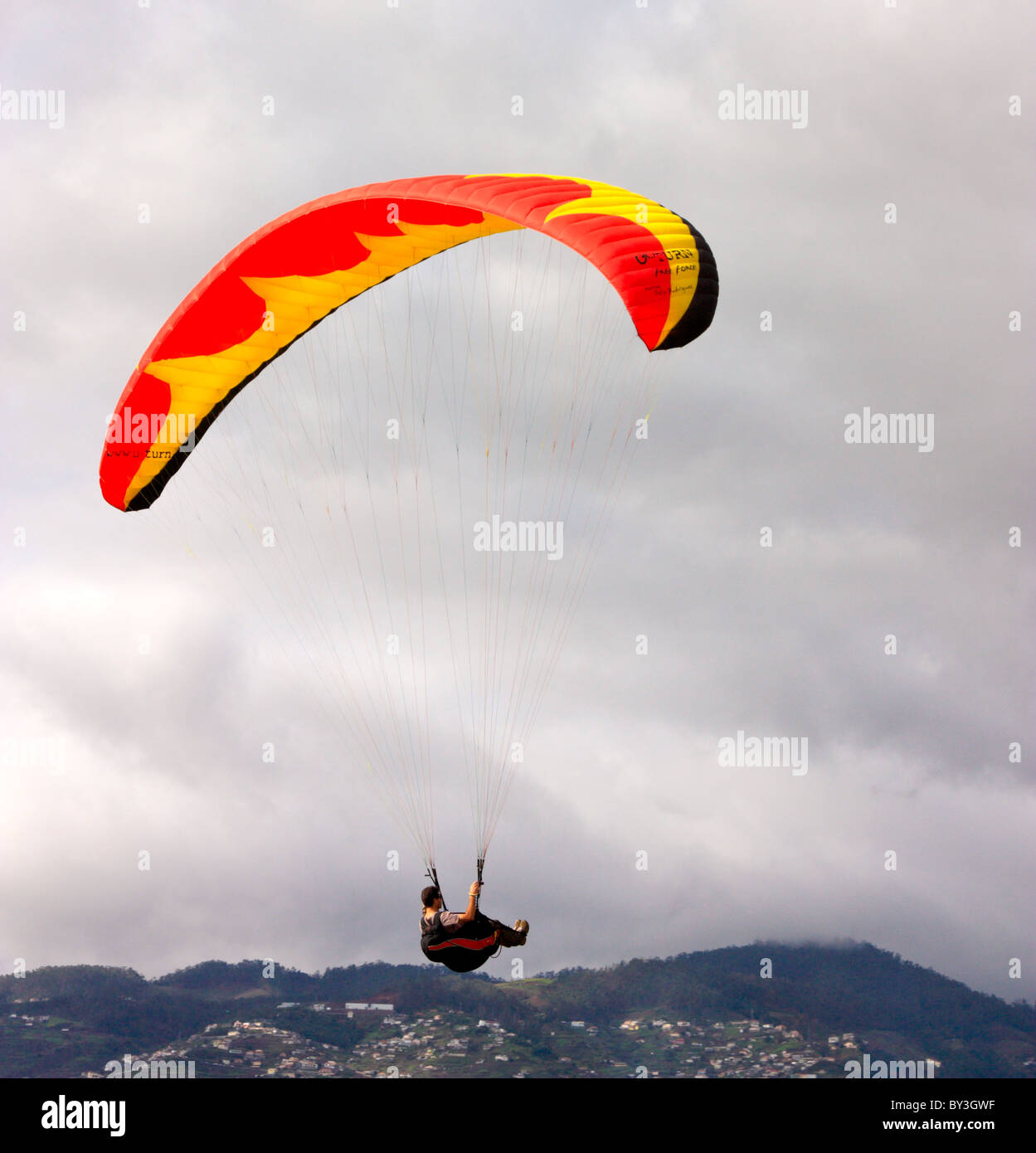 Paraglider flying near the coast, Funchal, Madeira Stock Photo - Alamy