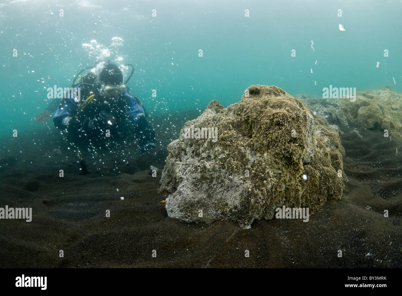 Scuba diver in Kleifarvatn, volcanic activity, Iceland Stock Photo - Alamy