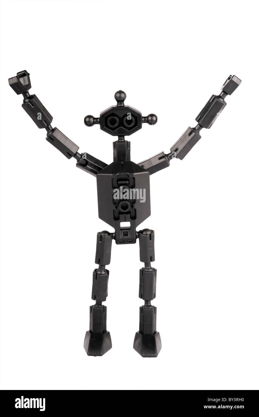 black toy bricks peoples on white background Stock Photo - Alamy