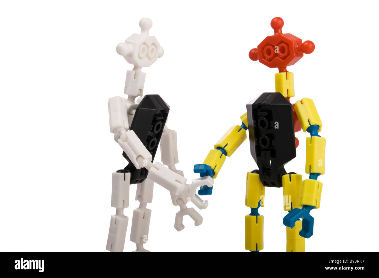 toy bricks people handshake on white background Stock Photo - Alamy