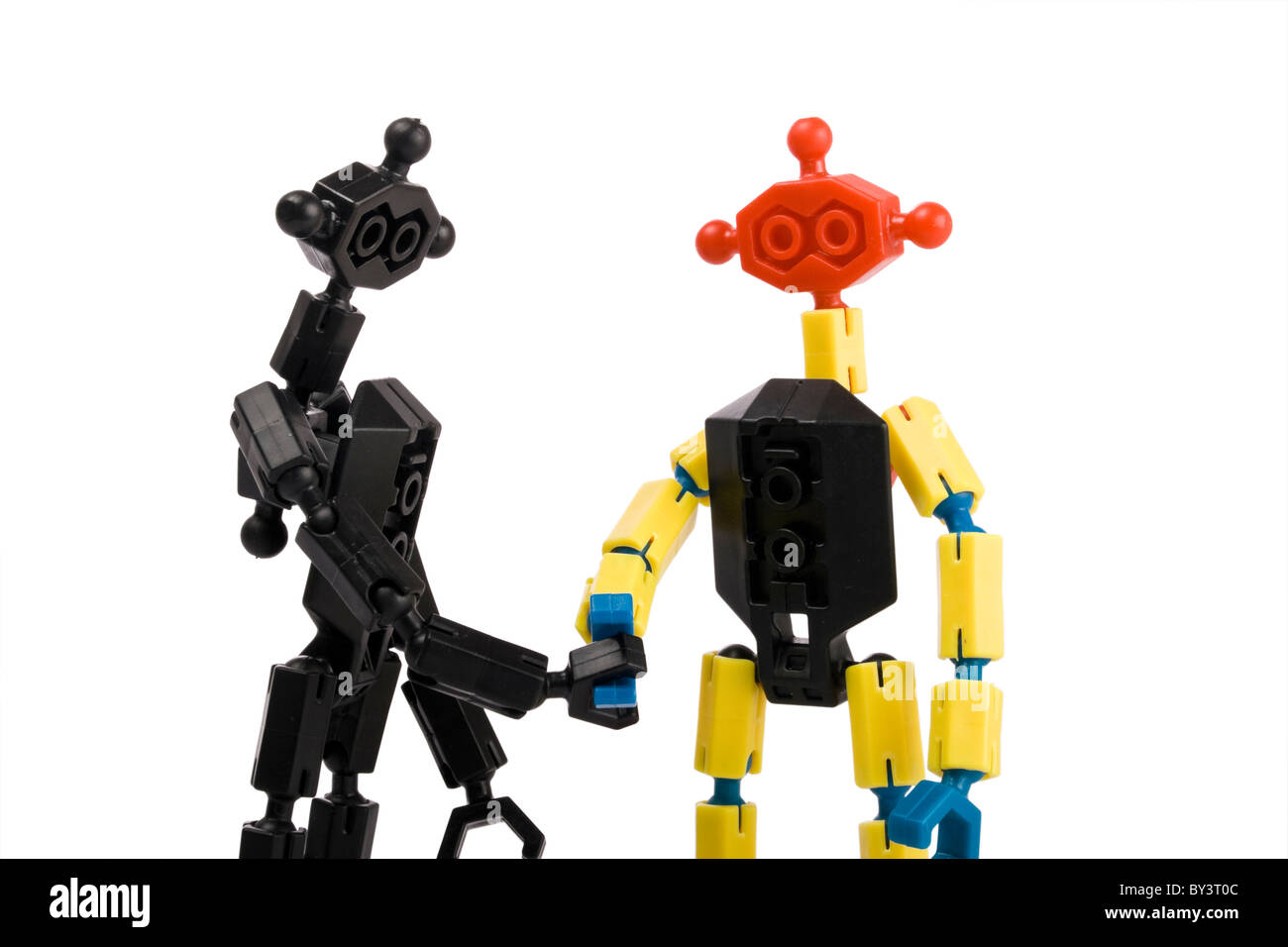 toy bricks people handshake on white background Stock Photo - Alamy