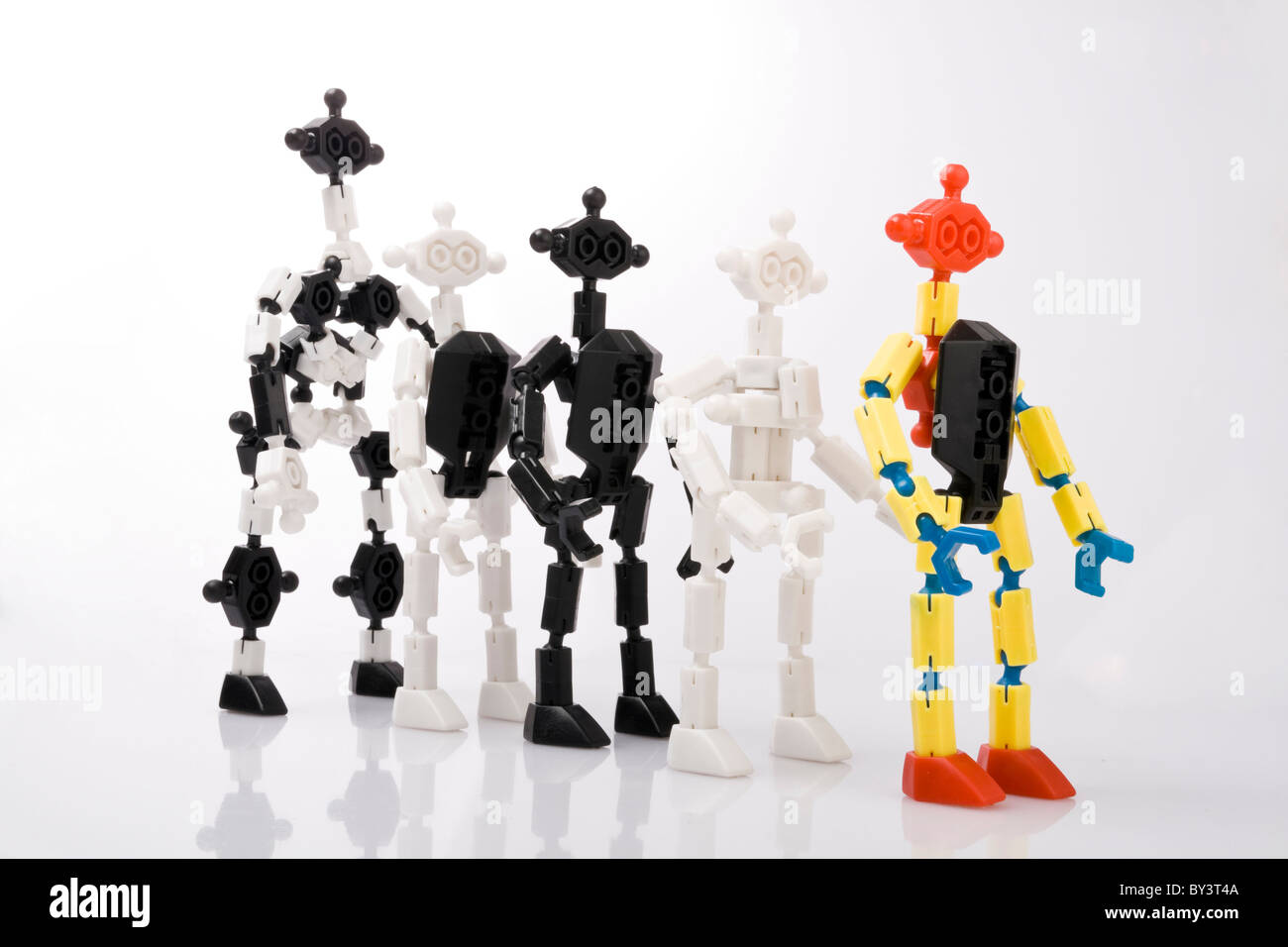 toy bricks people in a queue isolated over a white background Stock ...