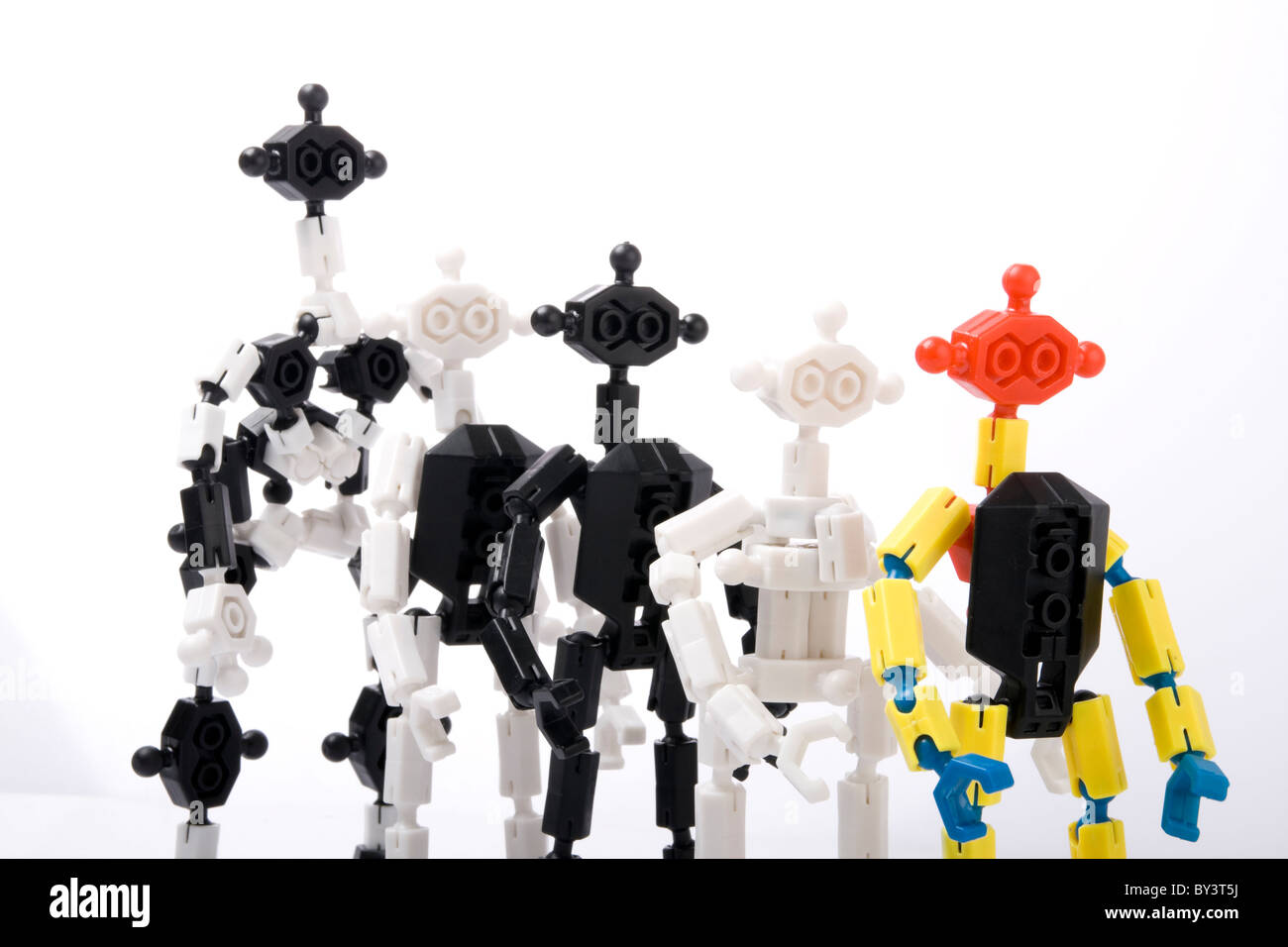 toy bricks people in a queue isolated over a white background Stock ...