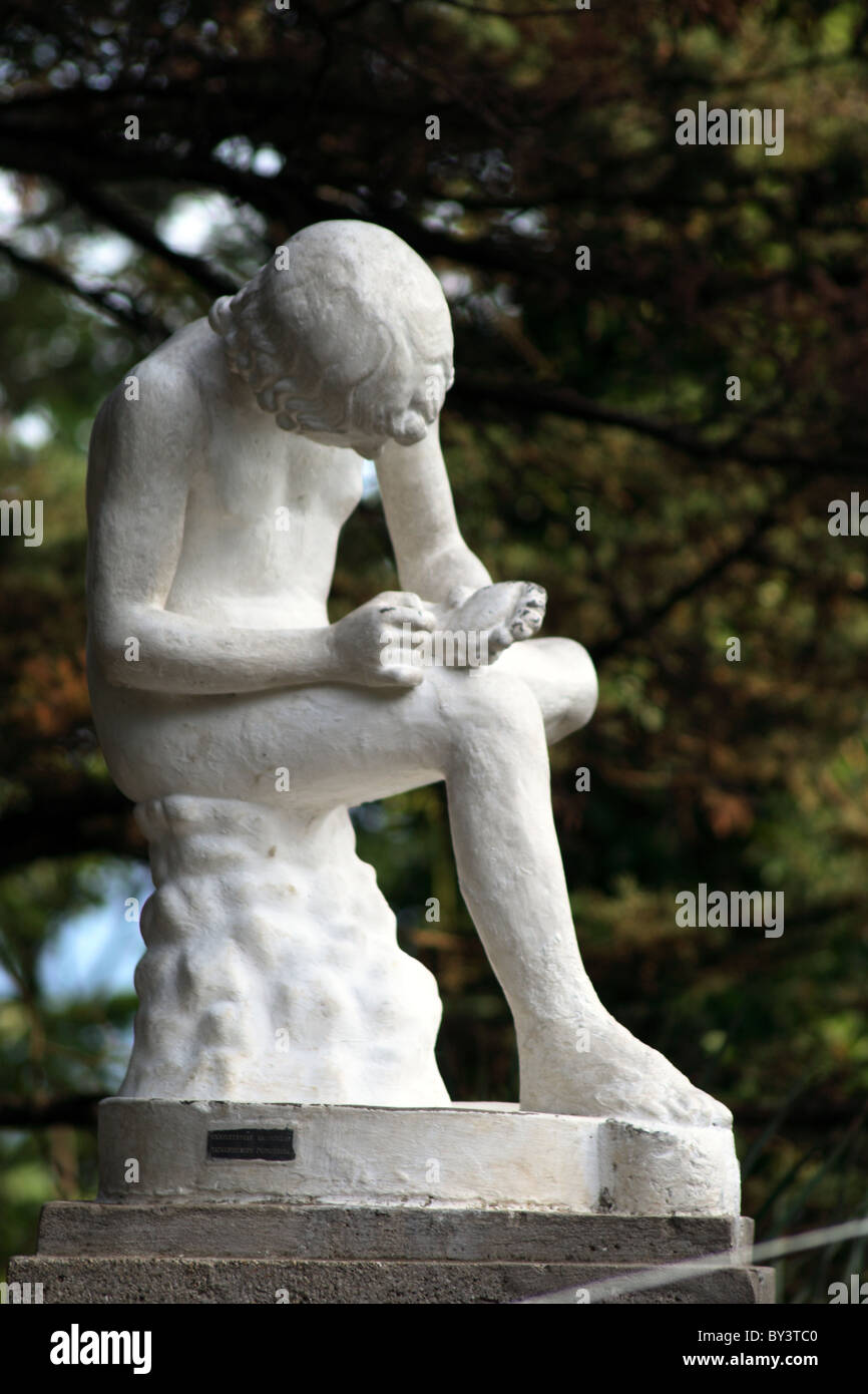 The Boy who is pulling out a splinter Stock Photo - Alamy