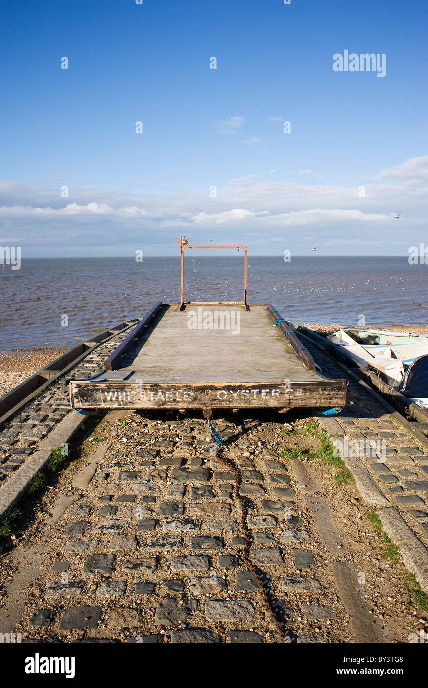 oyster sledge on slip way slipway Stock Photo - Alamy