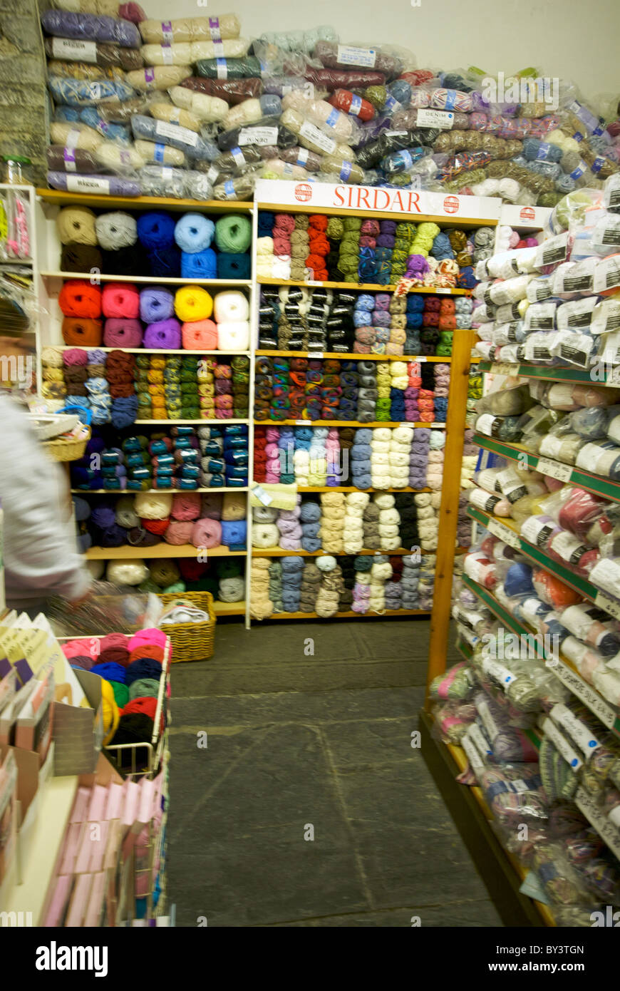 Cardigan Indoor Market Wales UK Wool Shop Stall Stock Photo - Alamy