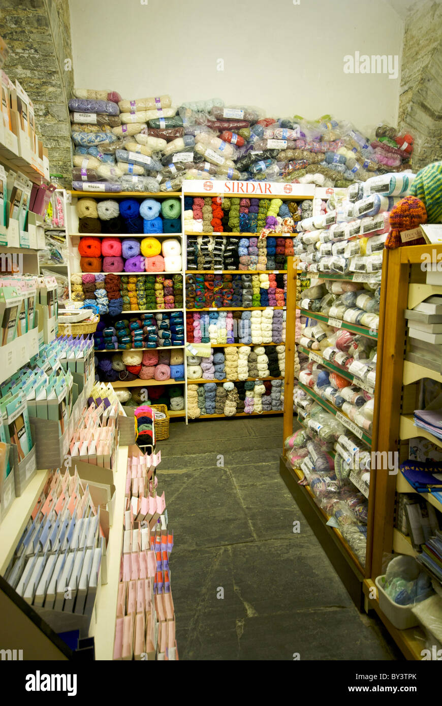 Cardigan Indoor Market Wales UK Wool Shop Stall Stock Photo - Alamy