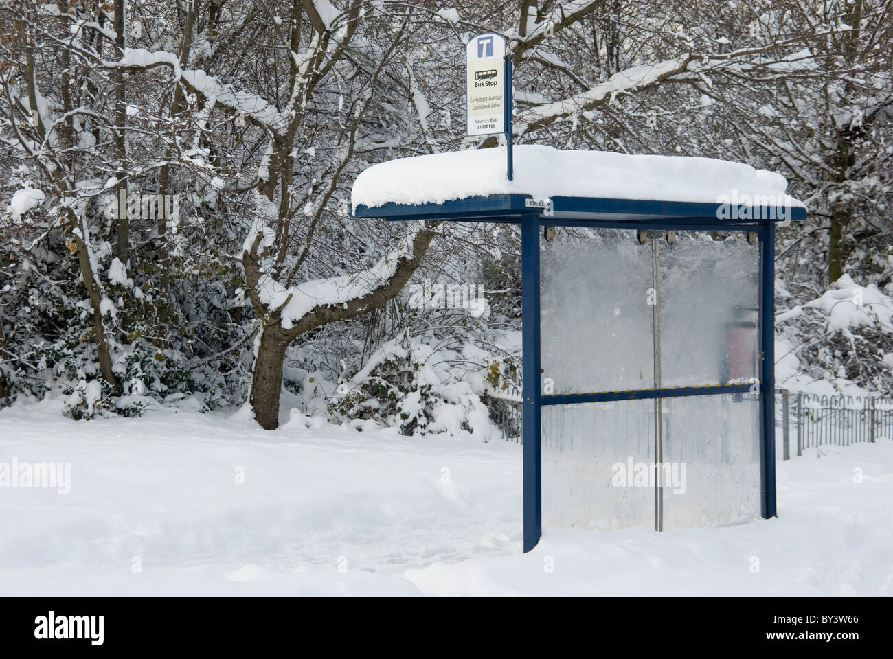 Empty Bus Stop in Deep Winter Snow, December 2010 Stock Photo - Alamy