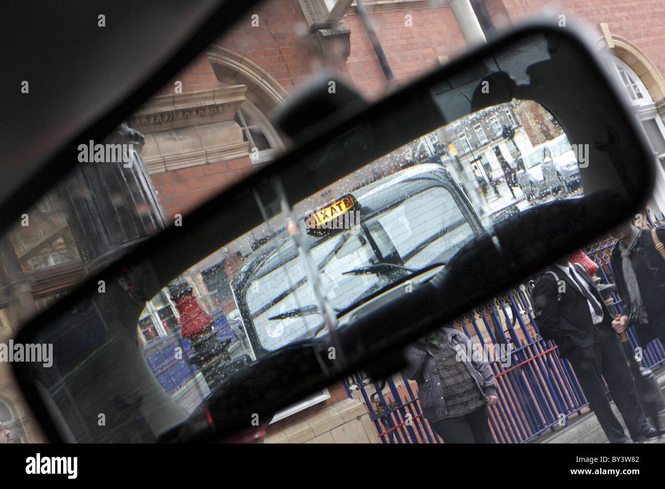 One of (3) images reflecting in set using rear view mirror to capture ...