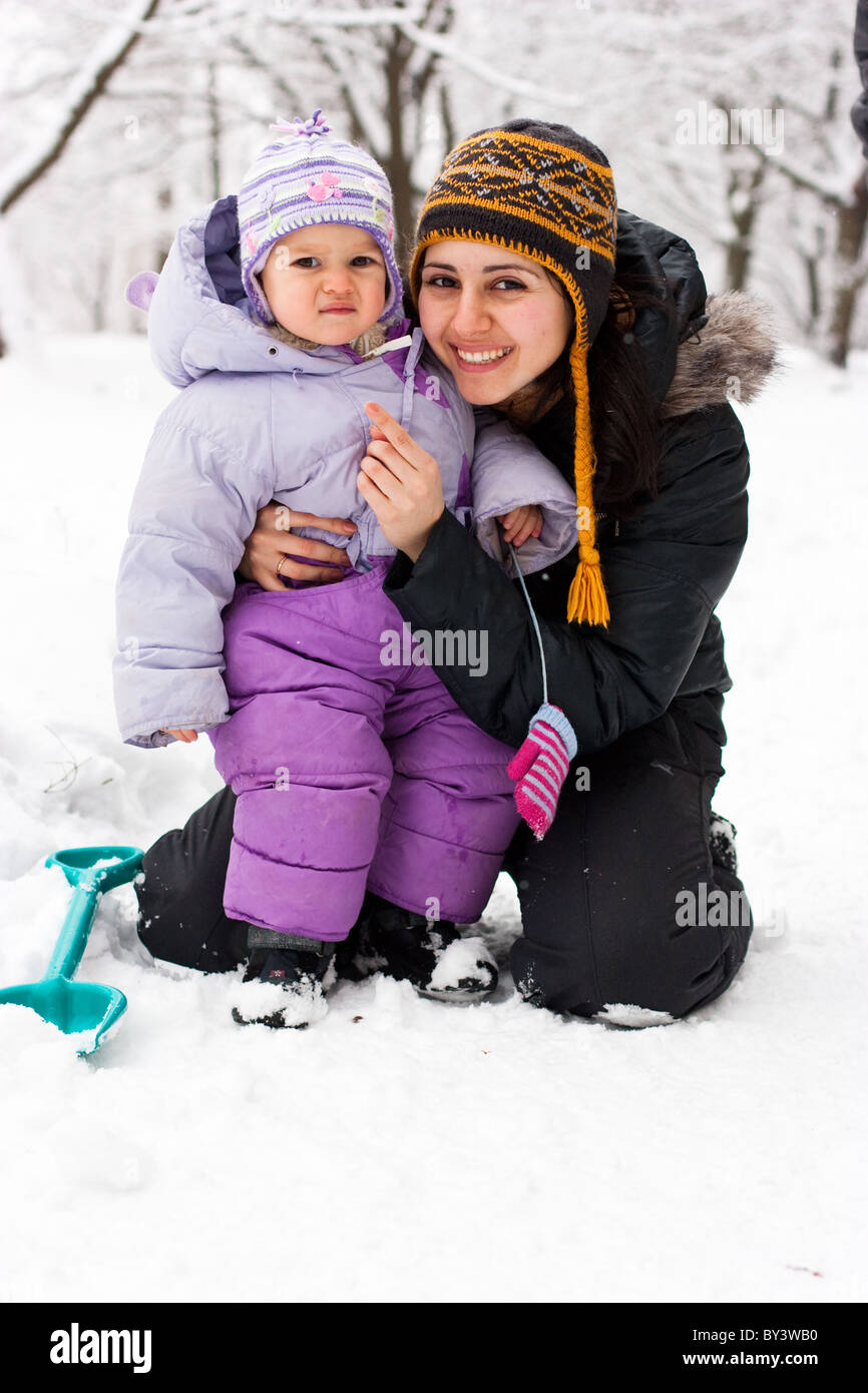 Mother and daughter outdoor in winter Stock Photo - Alamy