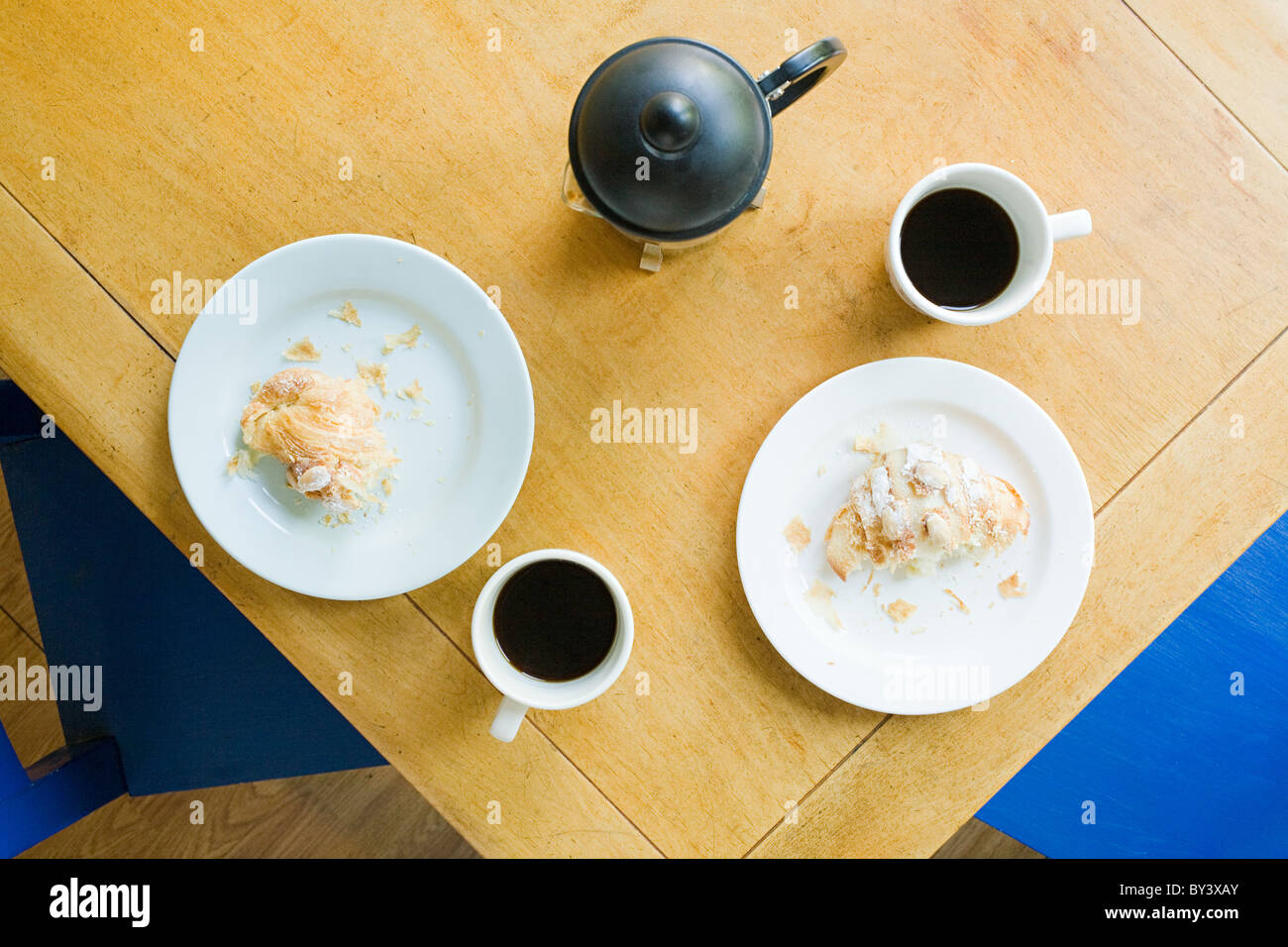 Overhead view of breakfast table Stock Photo - Alamy