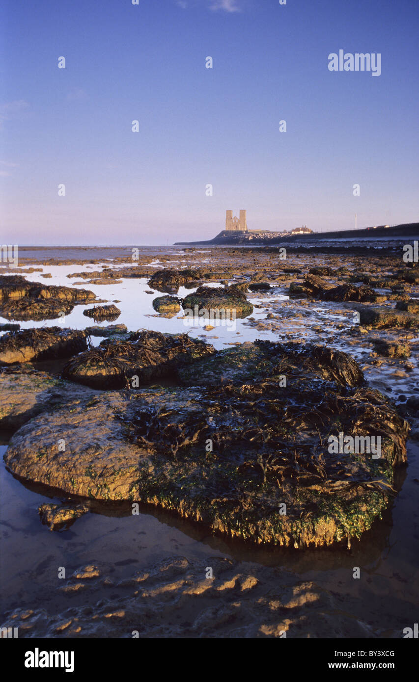 Reculver Towers with beach detail in the foreground Kent Uk Stock Photo ...