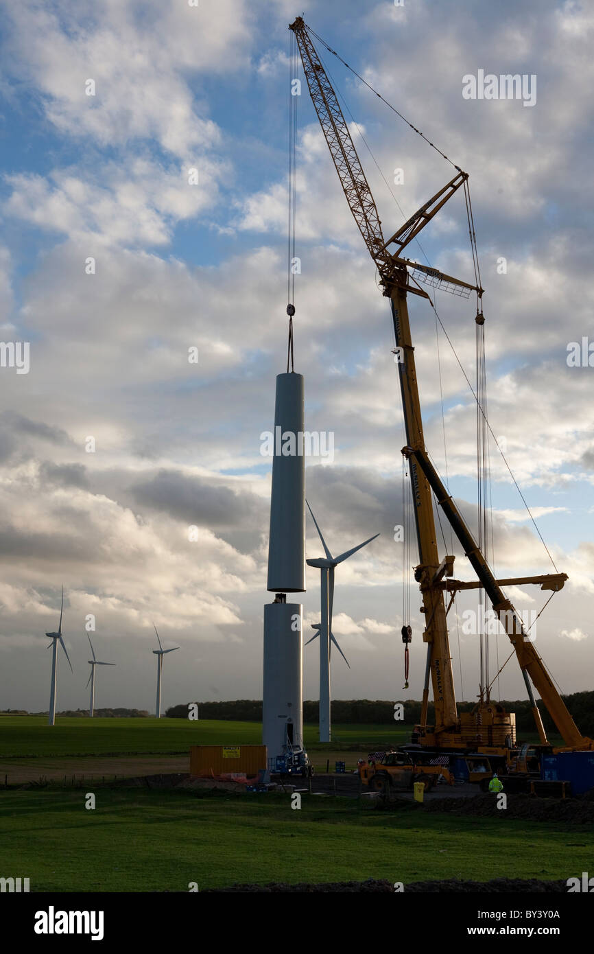 Construction of Wind Turbine Farm at Butterwick Moor Durham UK Stock ...