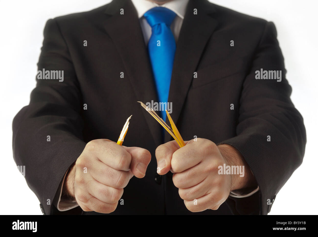 Hands breaking pencil hi-res stock photography and images - Alamy