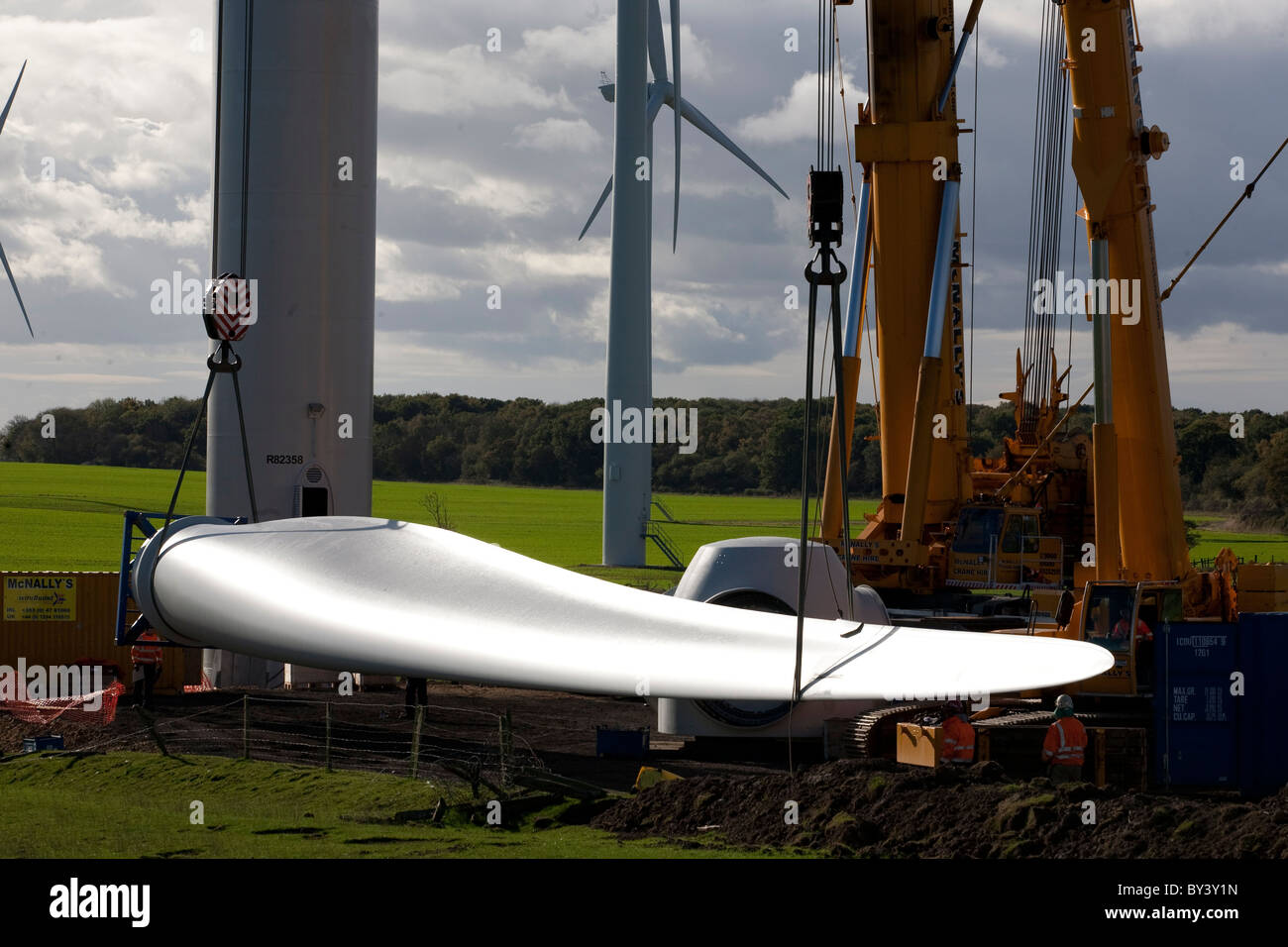 Construction wind turbine farm butterwick hi-res stock photography and ...