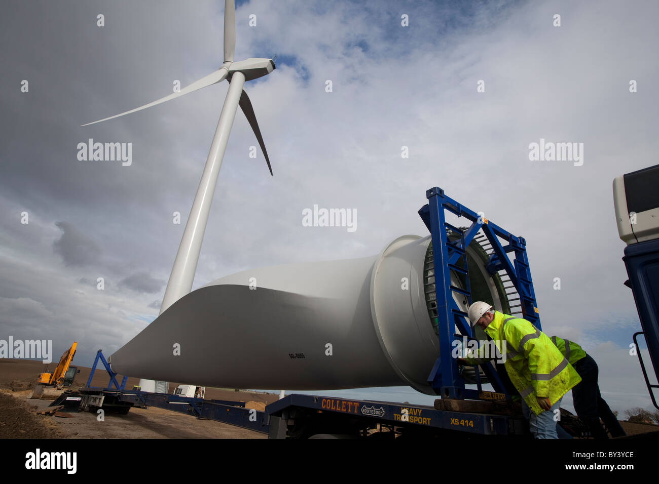 Construction of Wind Turbine Farm at Butterwick Moor Durham UK Stock ...