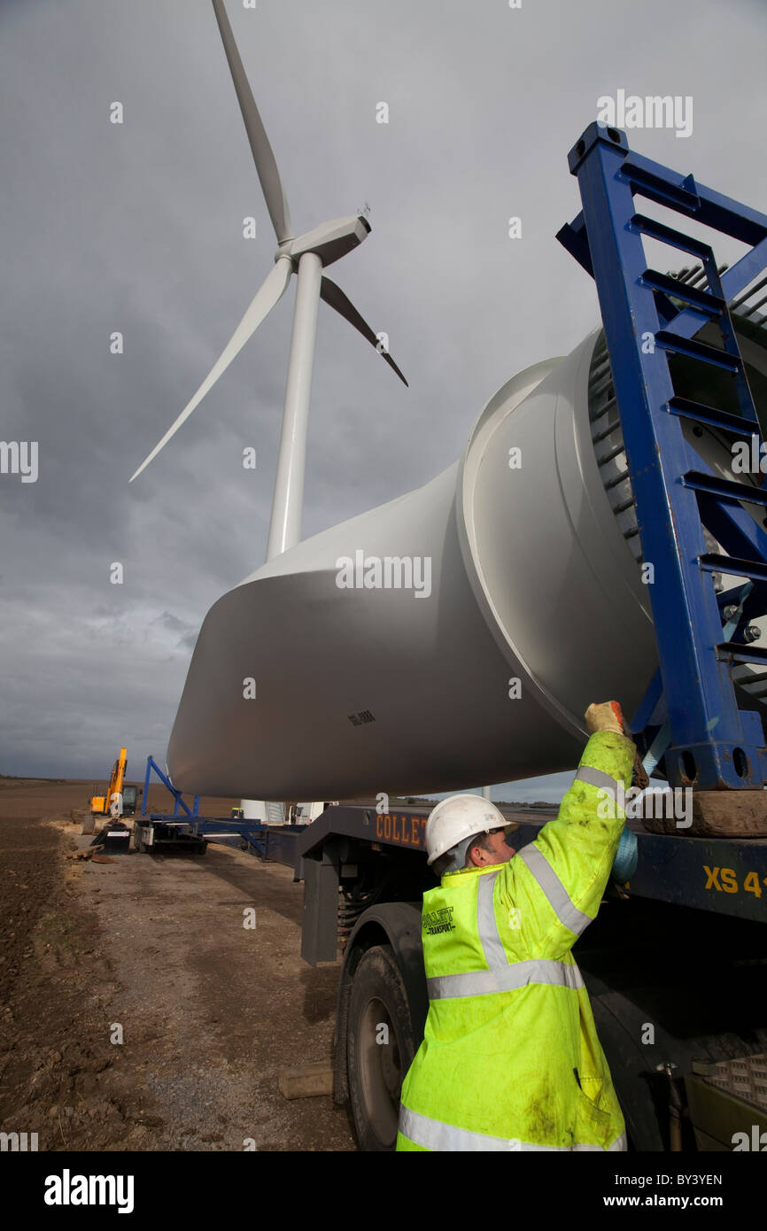 Construction of Wind Turbine Farm at Butterwick Moor Durham UK Stock ...