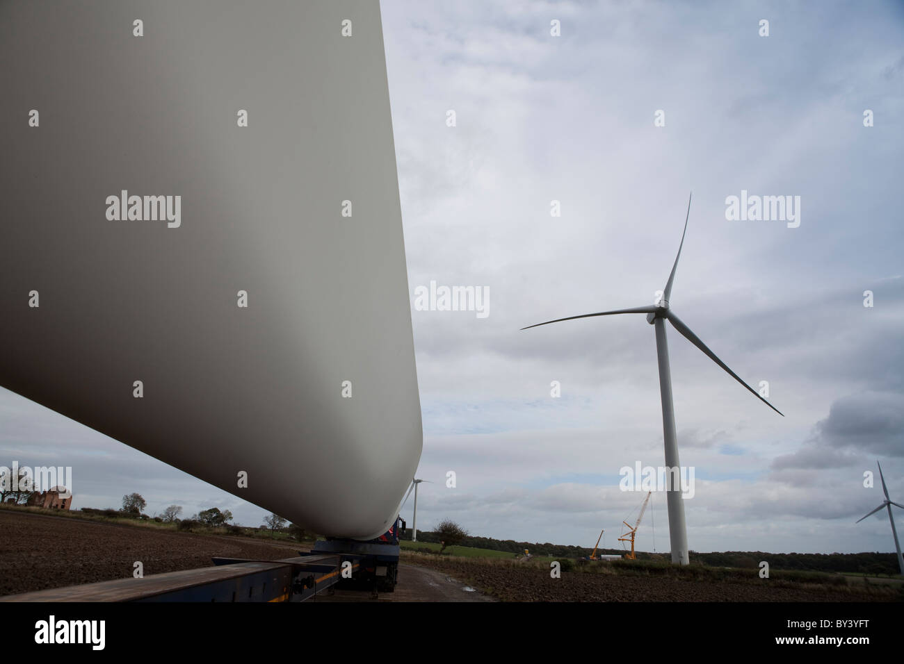 Construction of Wind Turbine Farm at Butterwick Moor Durham UK Stock ...