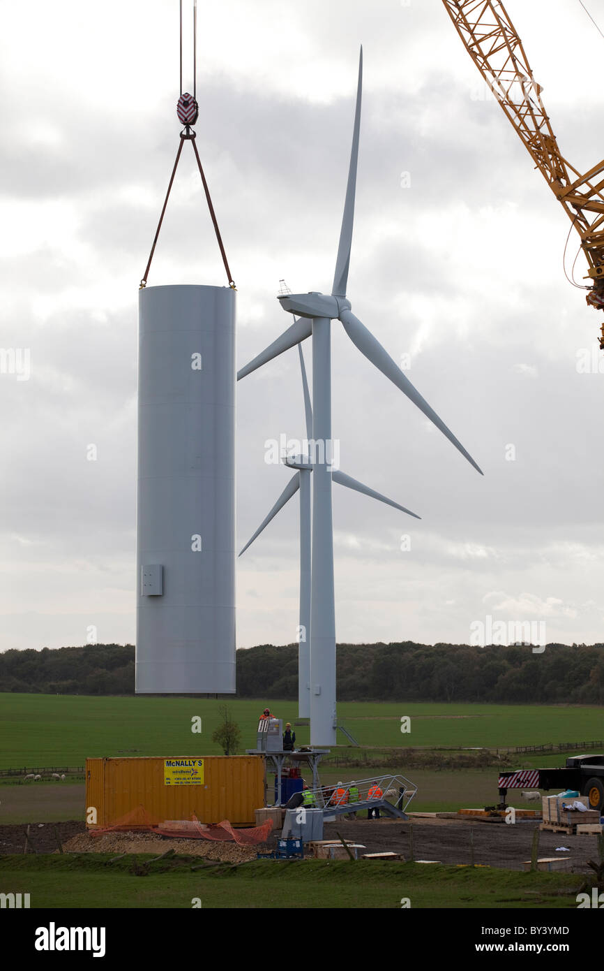 Construction of Wind Turbine Farm at Butterwick Moor Durham UK Stock ...
