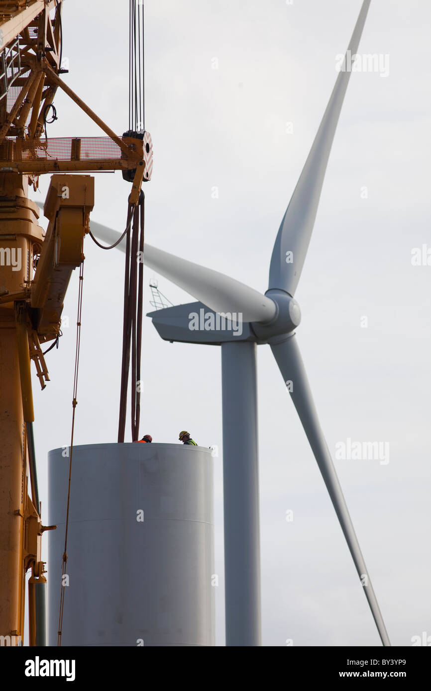 Construction of Wind Turbine Farm at Butterwick Moor Durham UK Stock ...
