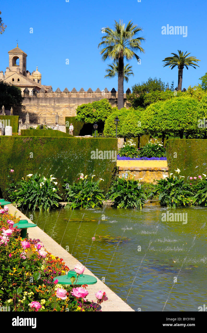 The gardens of the Alcazar of Catholic Kings, Cordoba. Andalusia, Spain ...