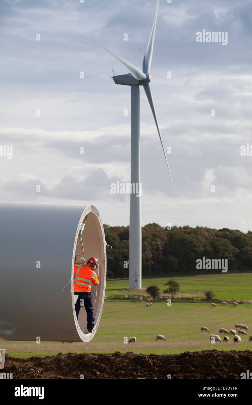 Construction of Wind Turbine Farm at Butterwick Moor Durham UK Stock ...