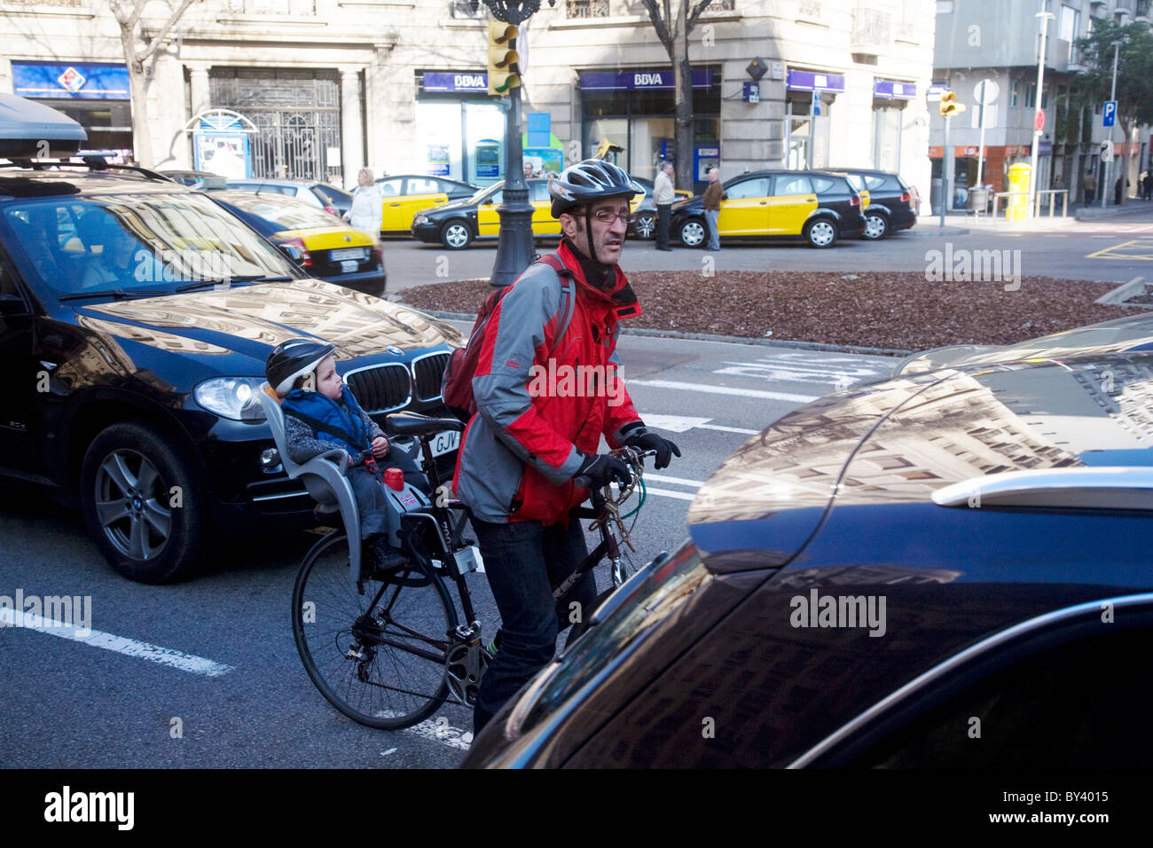 Cyclist on main road hi-res stock photography and images - Alamy