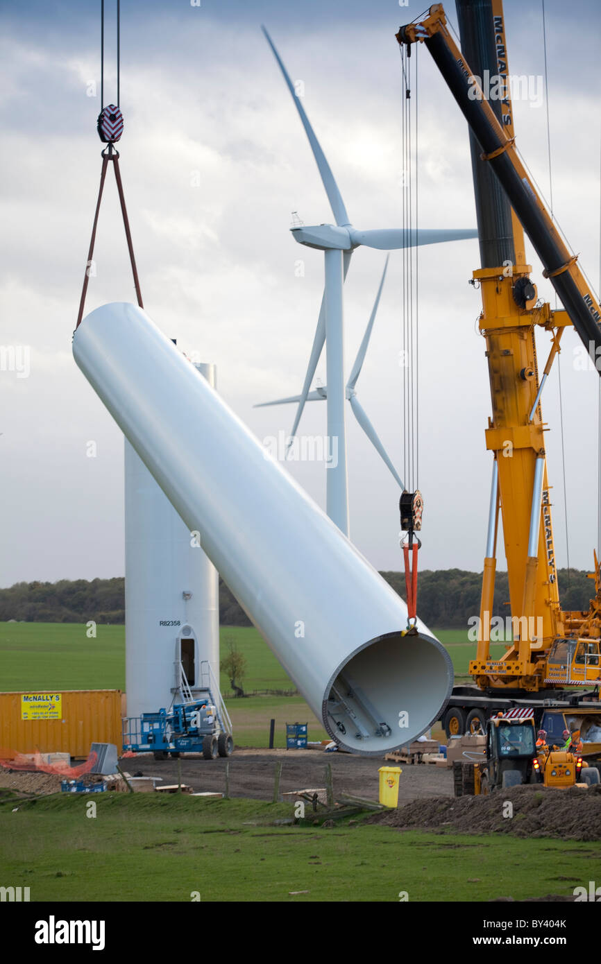 Construction of Wind Turbine Farm at Butterwick Moor Durham UK Stock ...