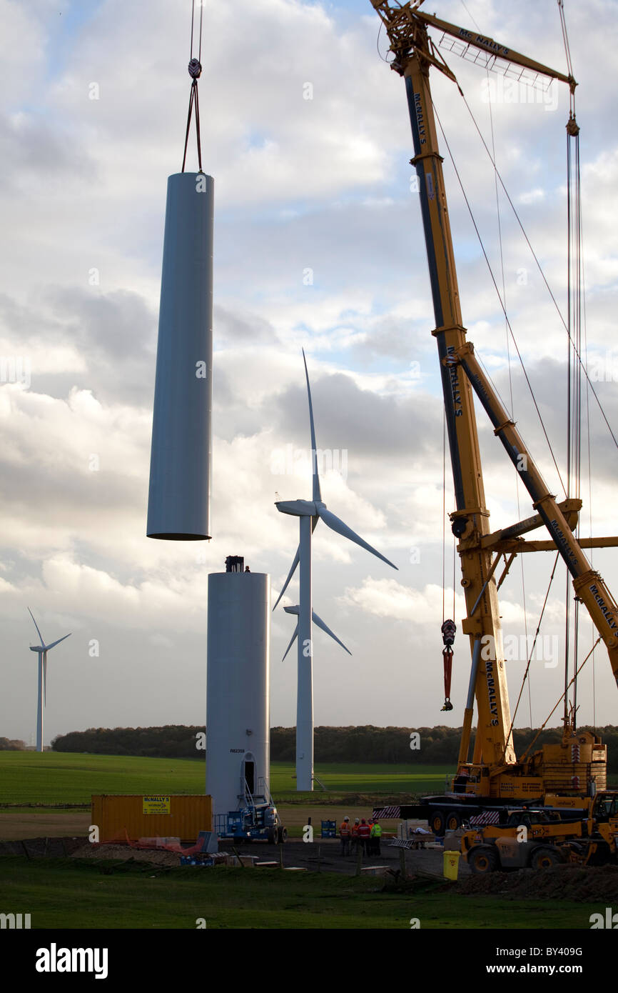 Construction of Wind Turbine Farm at Butterwick Moor Durham UK Stock ...