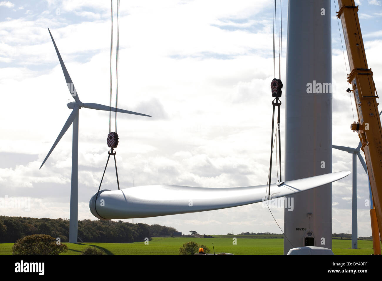 Construction wind turbine farm butterwick hi-res stock photography and ...