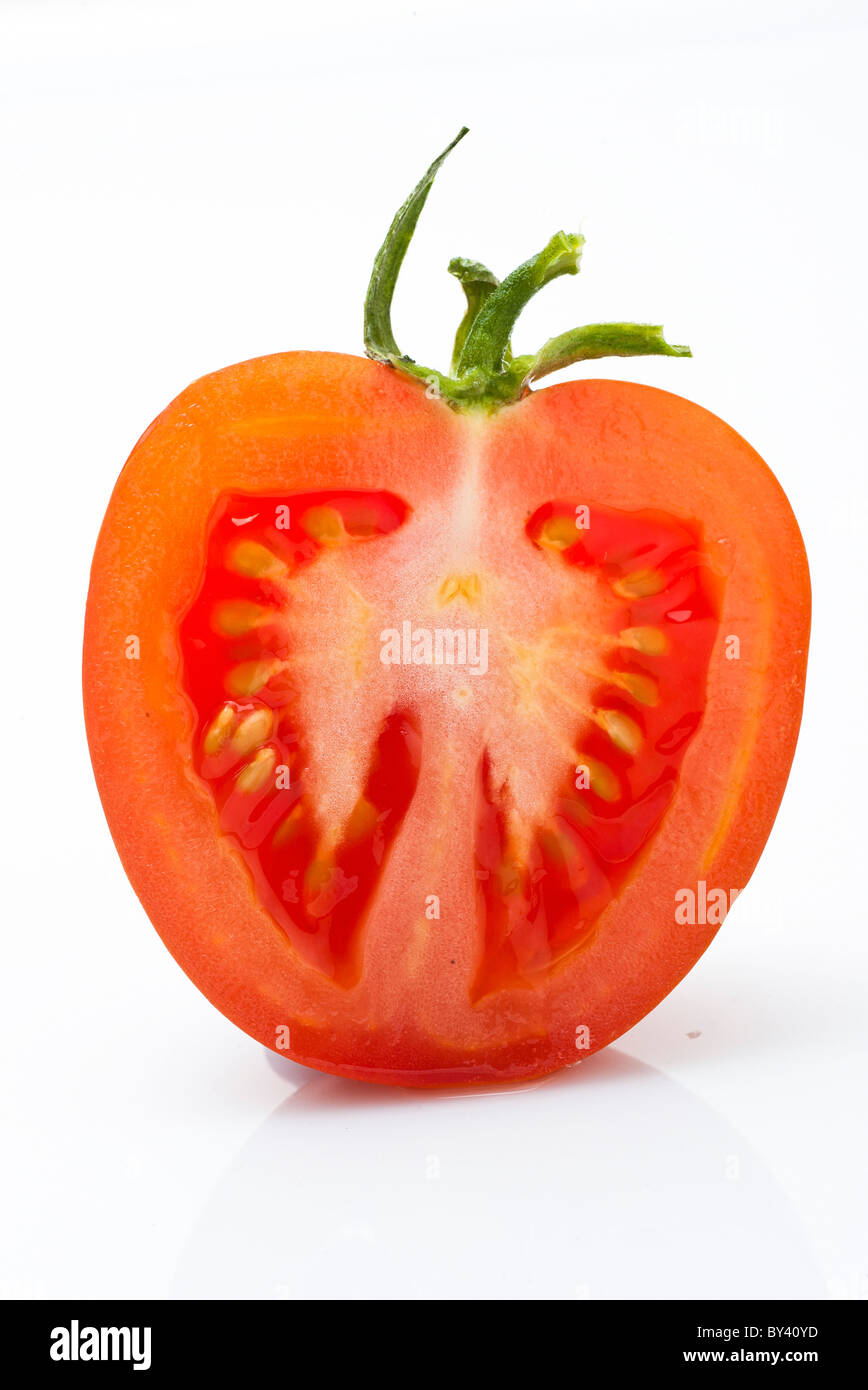 cut tomato on white Background Stock Photo - Alamy