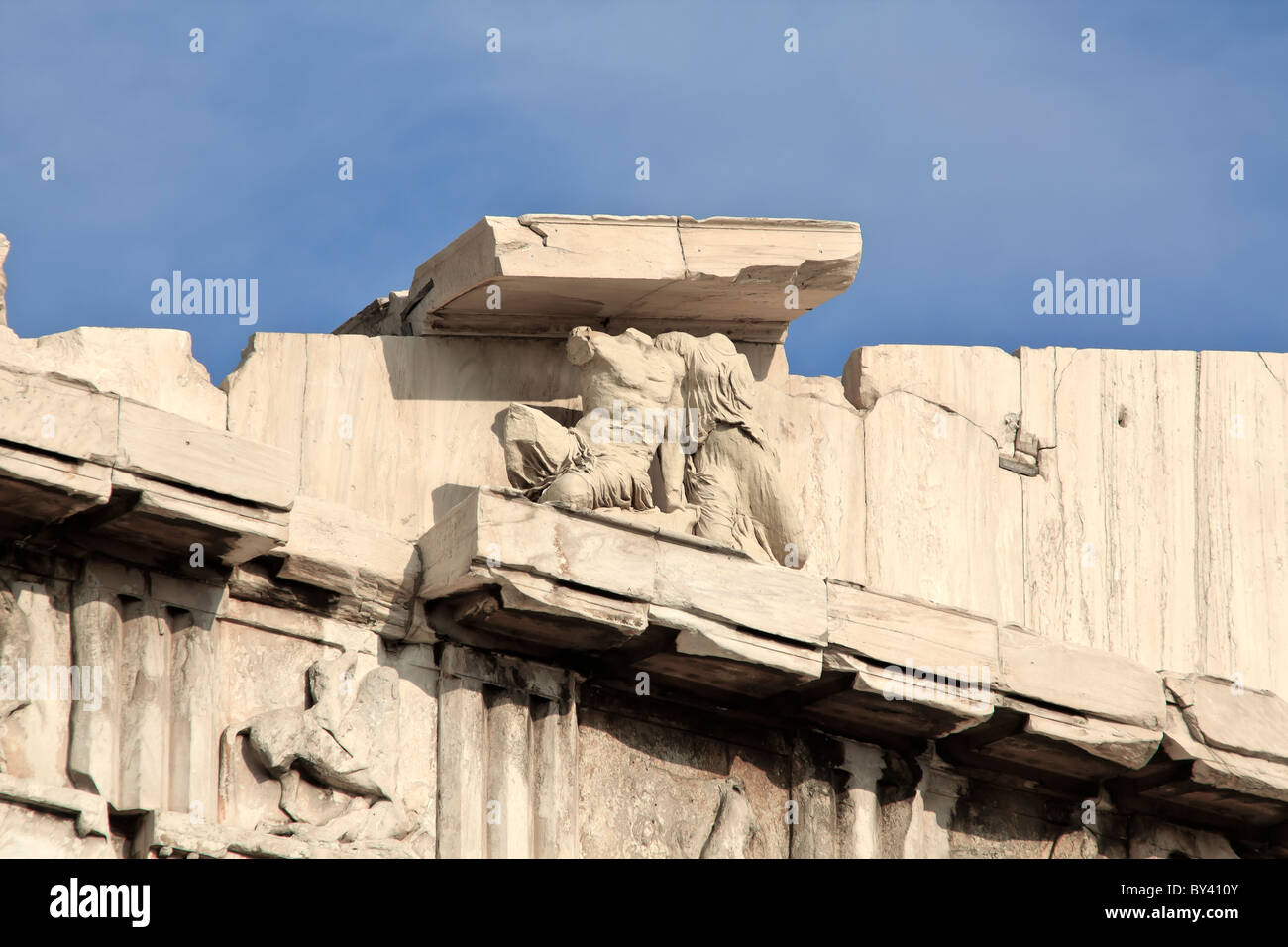 Parthenon of Athens metope detail on Acropolis Hill in Greece Stock ...
