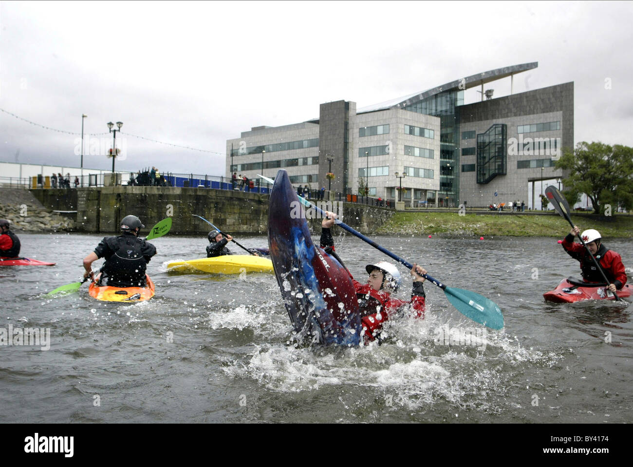 Canoeing in Cardiff Bay Stock Photo - Alamy