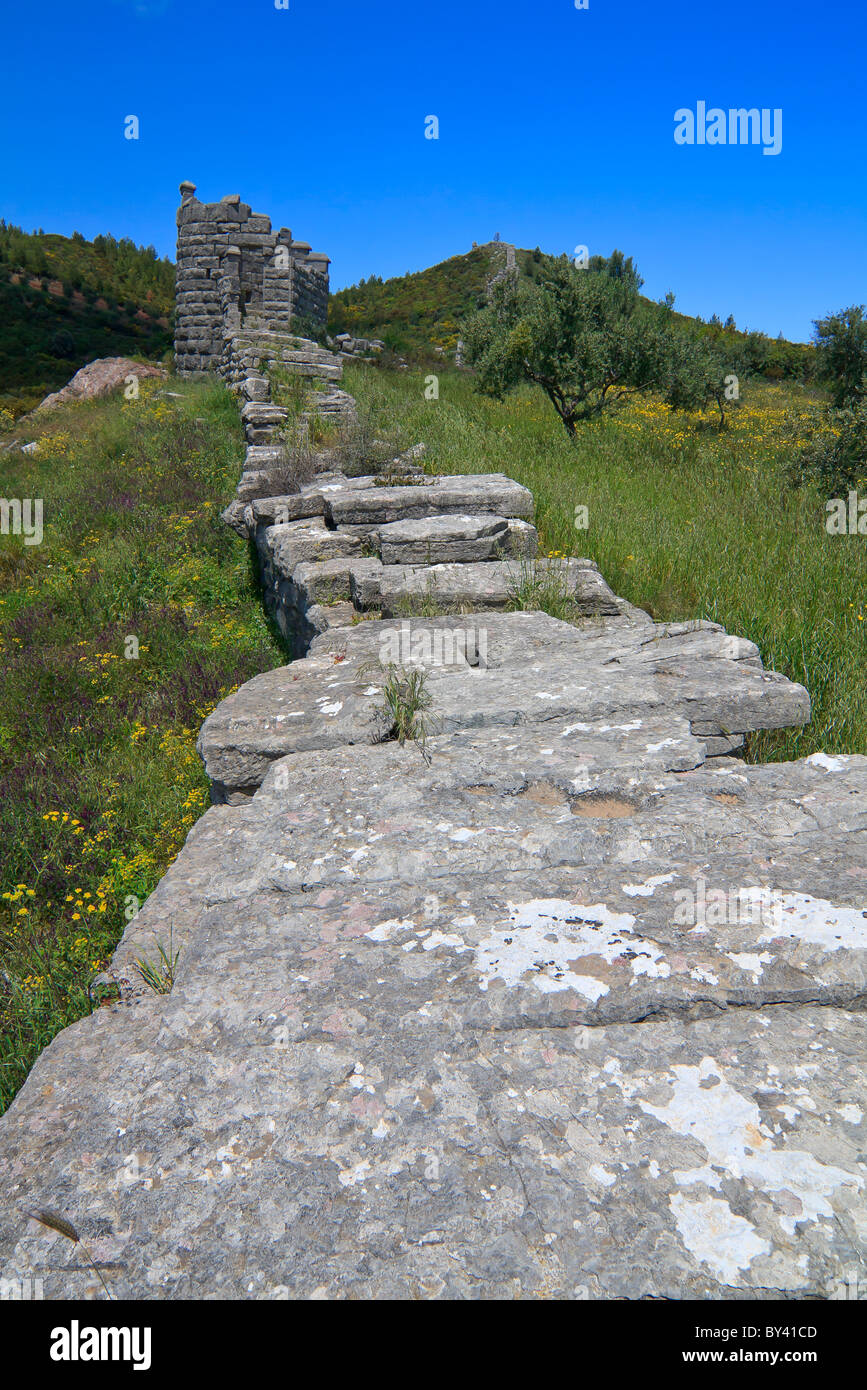 City walls and towers of Ancient Messini in Greece Stock Photo - Alamy