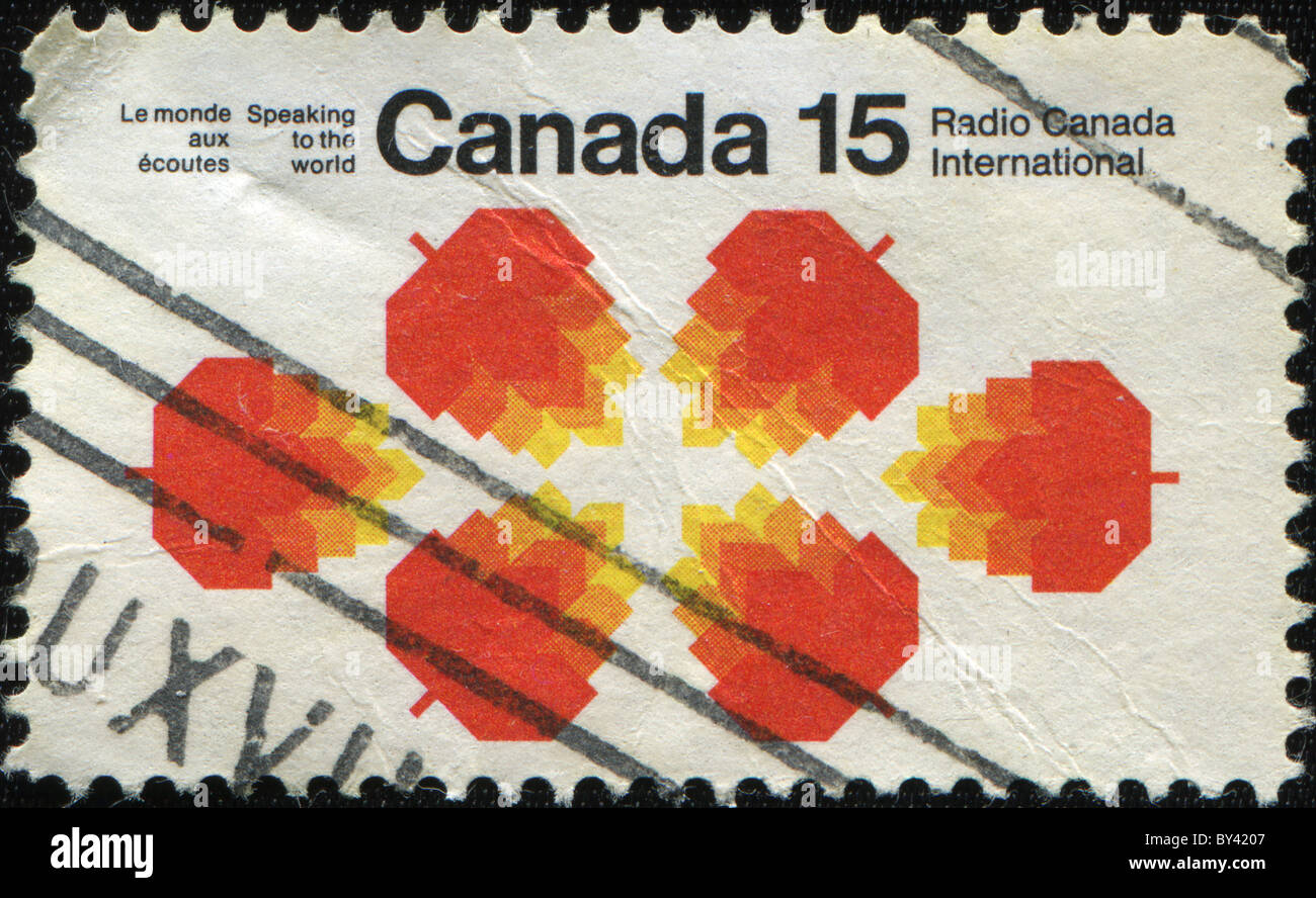 Radio Canada International, shows maple leaf, a symbol of Canada Stock ...