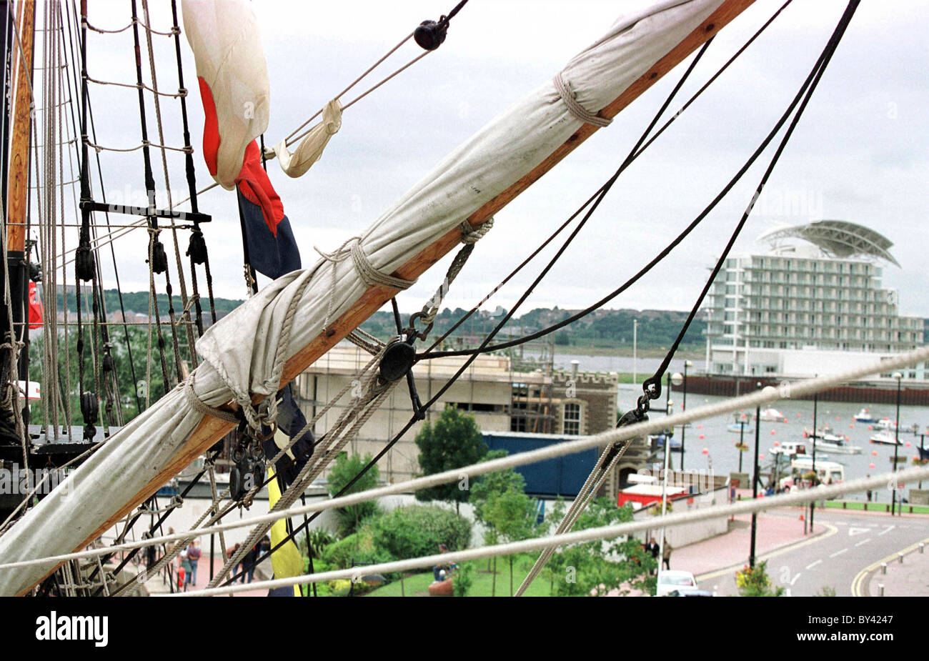 A Tall Ship in Cardiff Bay Stock Photo - Alamy