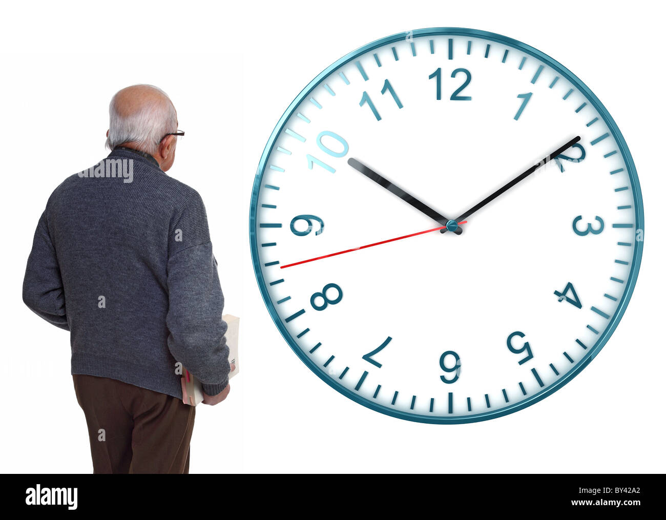 old man and classic watch isolated on white background Stock Photo - Alamy