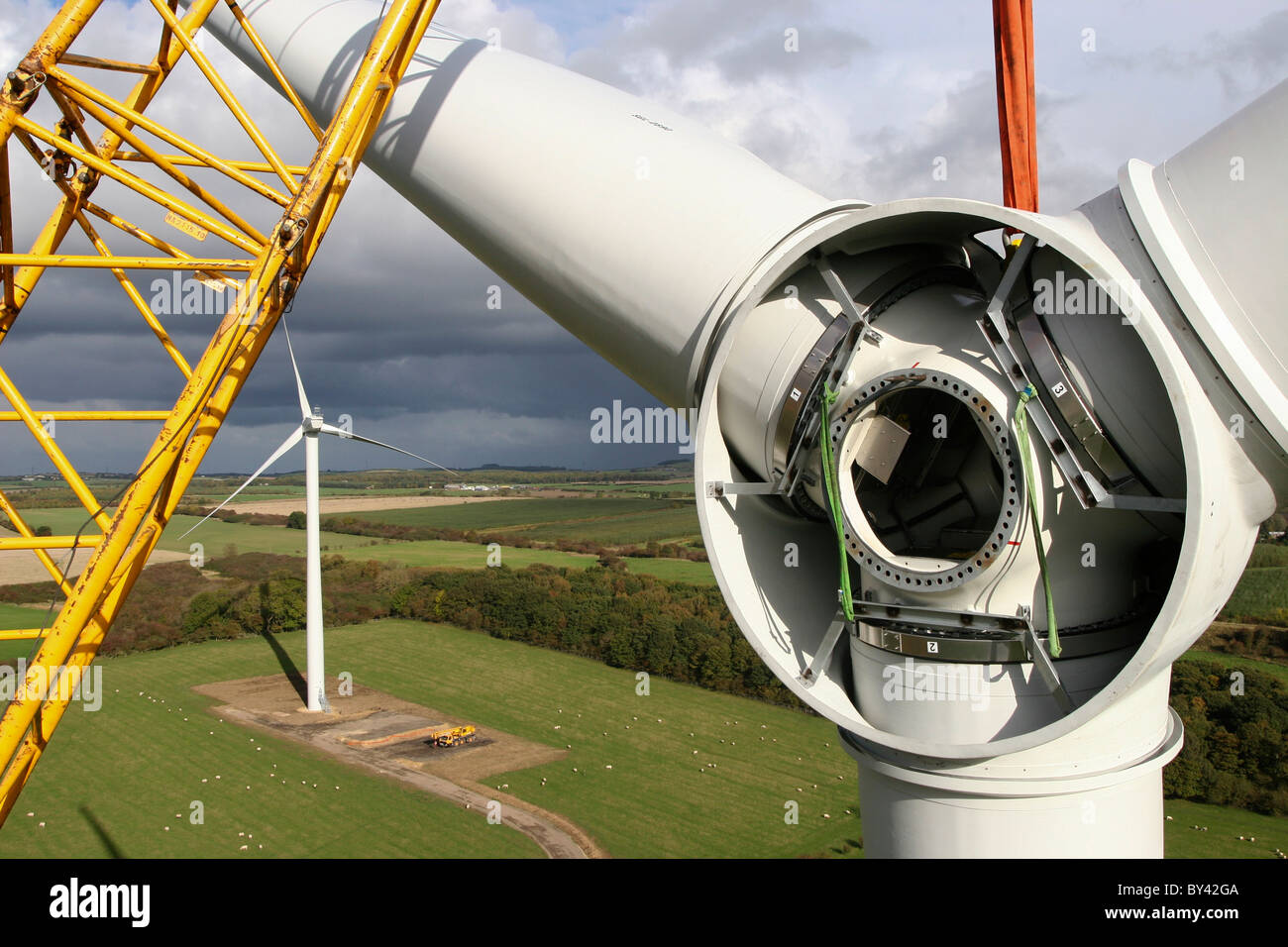 Construction wind turbine farm butterwick hi-res stock photography and ...