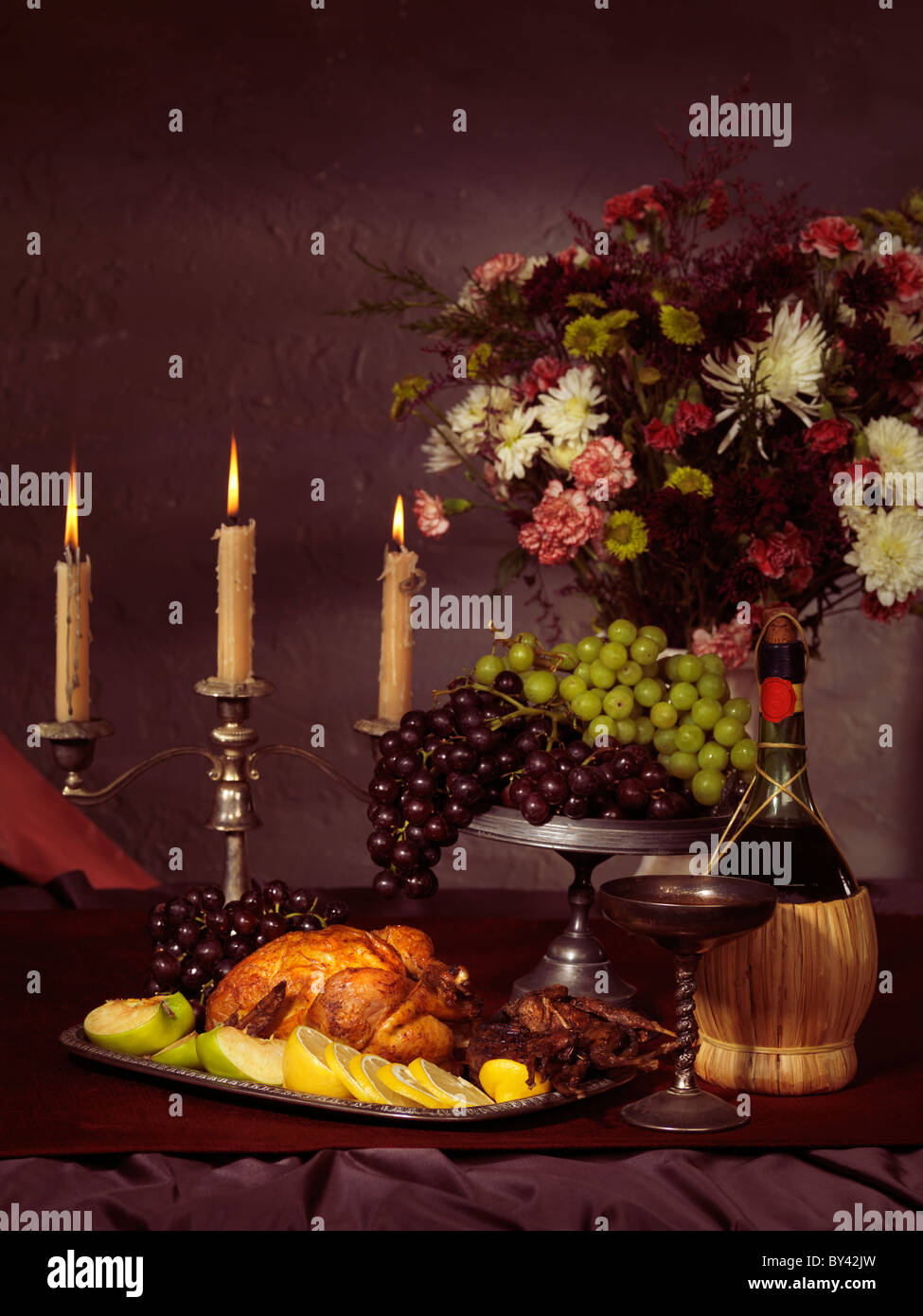 Artistic food still life of festive meal on a table Stock Photo - Alamy