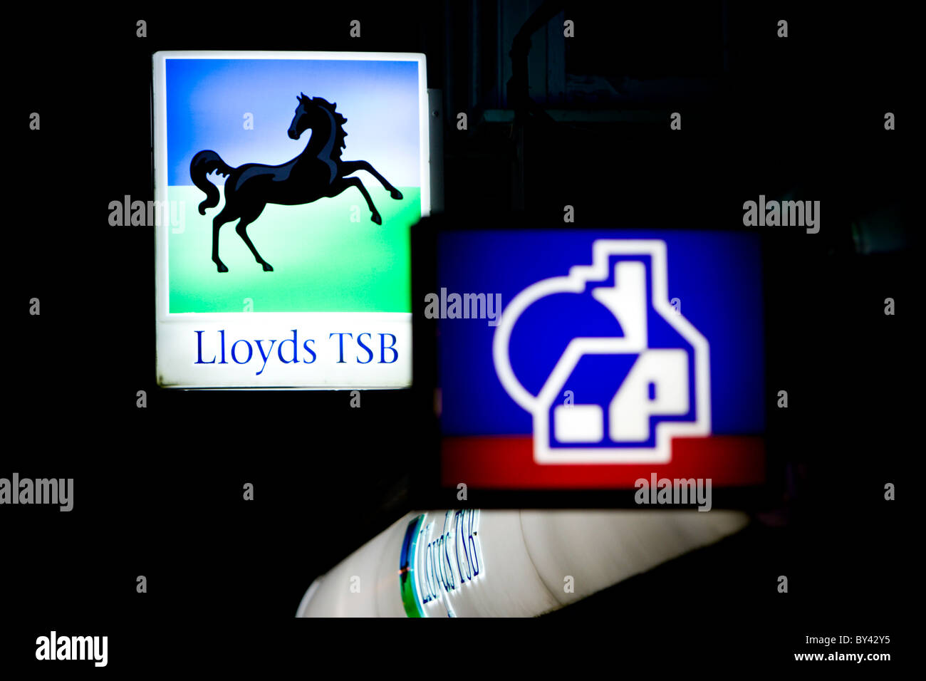 LLoyds TSB Bank and Nationwide Building Society signs, Keymer Road ...