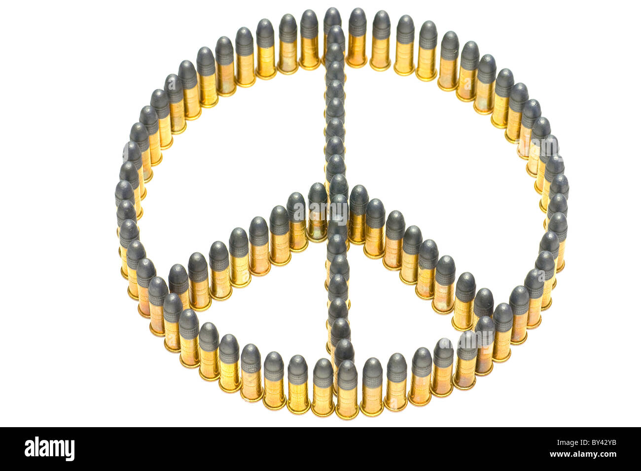 Peace sigh made up of bullets Stock Photo - Alamy