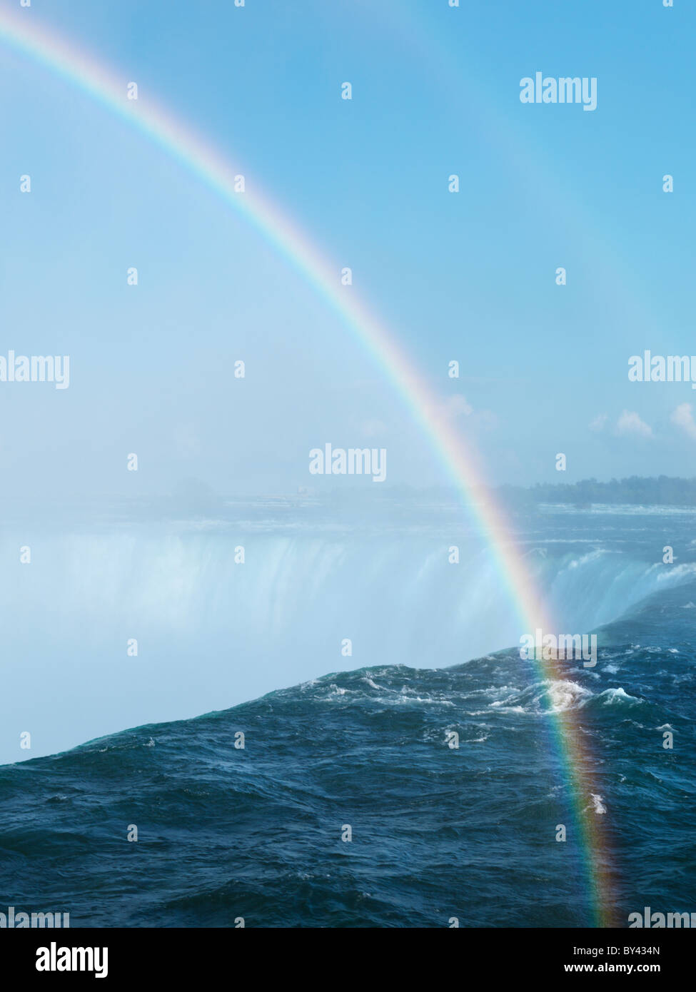 Rainbow over Niagara Falls Horseshoe waterfall. Ontario Canada Stock ...