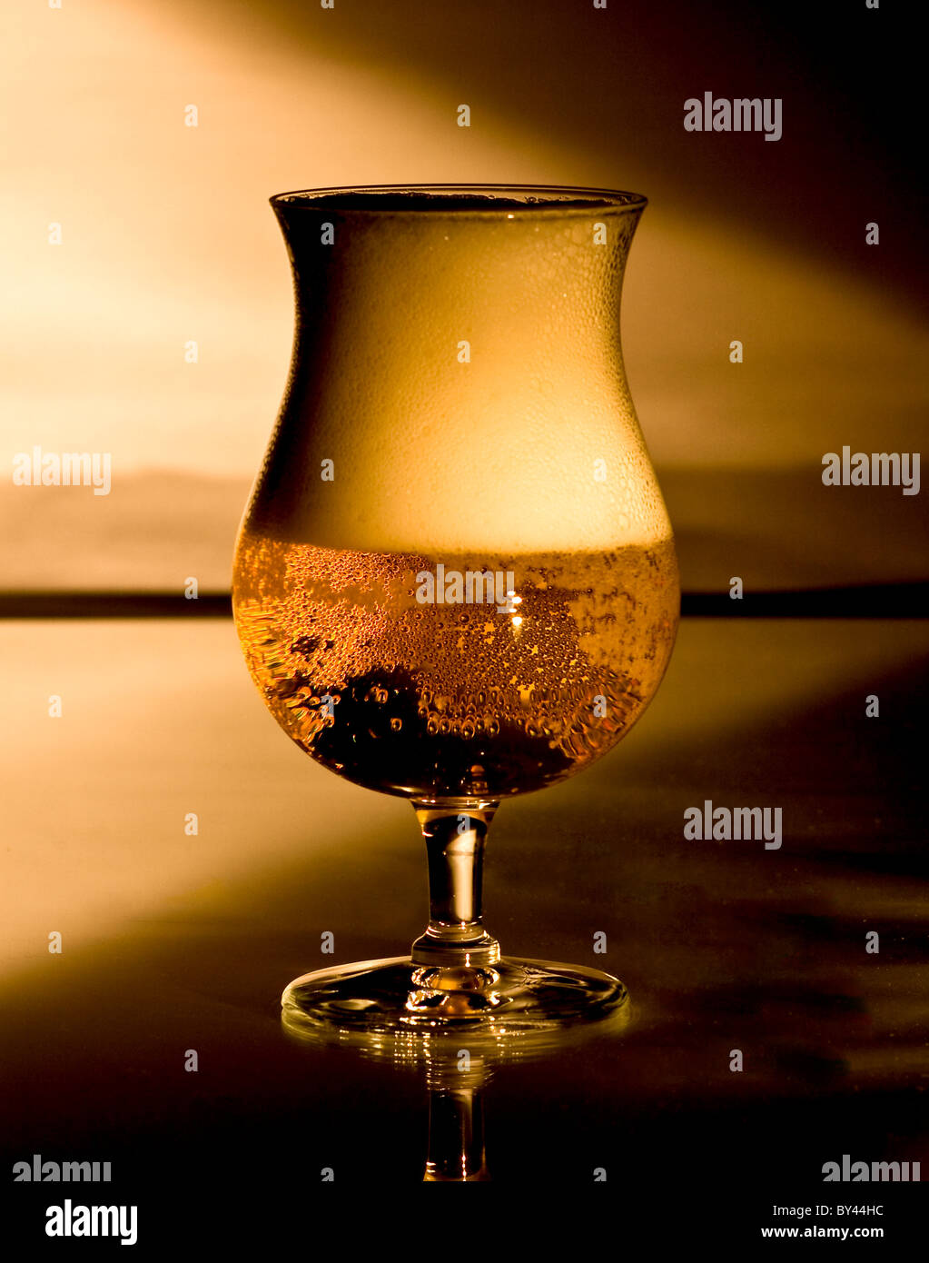 Golden beer and golden light Stock Photo - Alamy