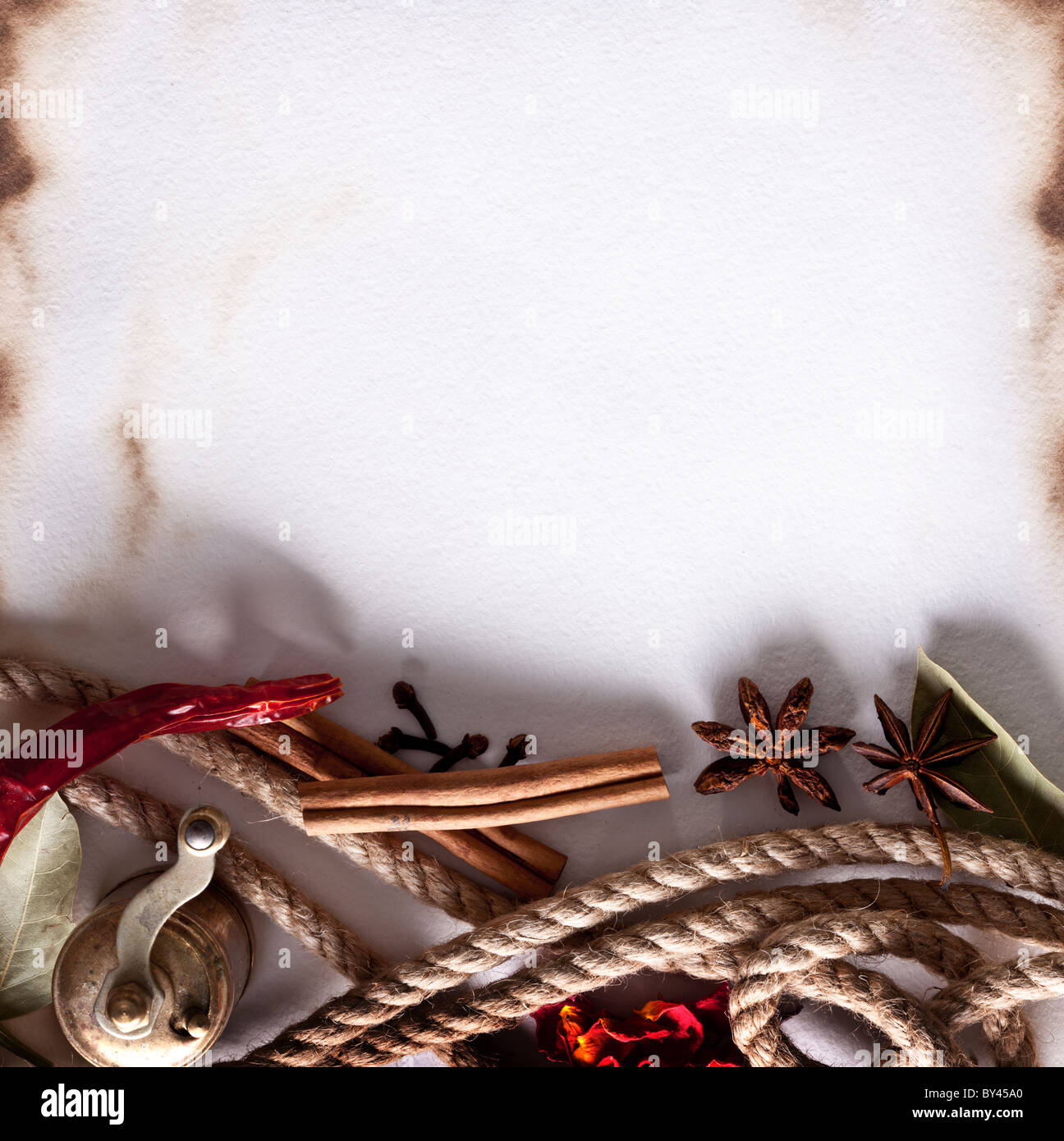 Image space of paper with cooking spices Stock Photo - Alamy
