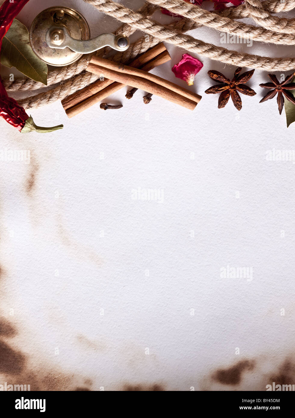 Image space of paper with cooking spices Stock Photo - Alamy