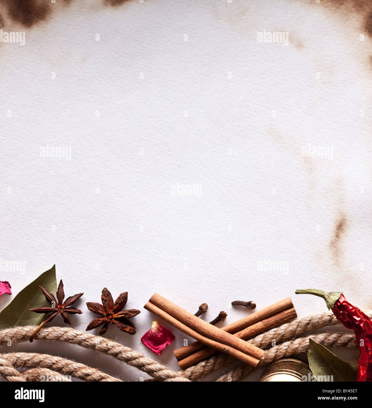 Image space of paper with cooking spices Stock Photo - Alamy